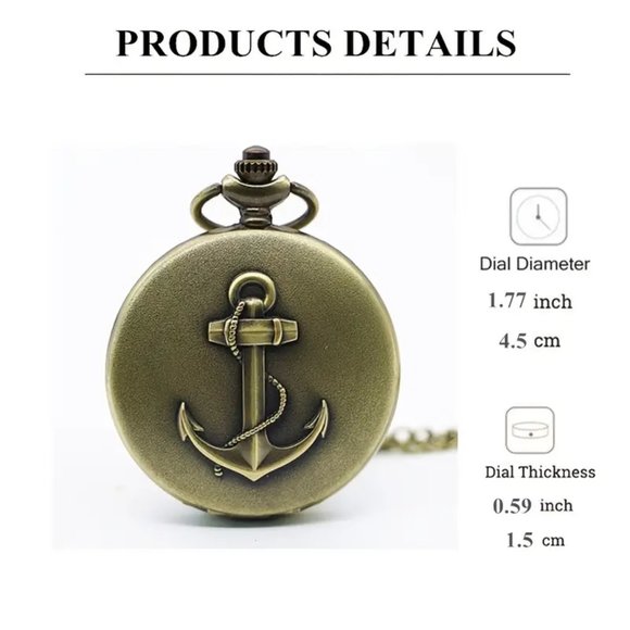 Accessories | Anchor Design Vintage Bronze Pocket Watch With Chain ...